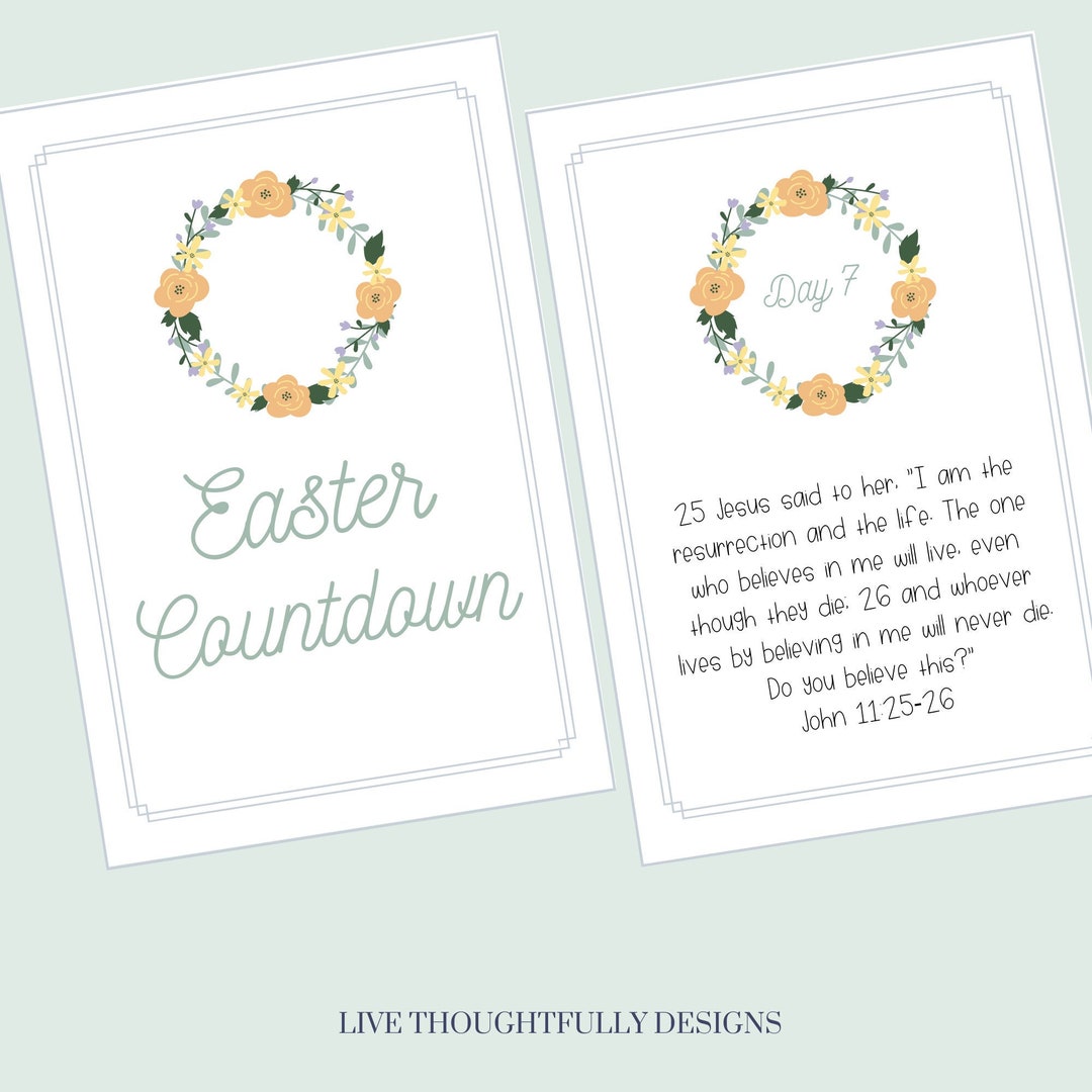 PRINTABLE - Easter Scripture Countdown Cards - DIGITAL DOWNLOAD - Etsy