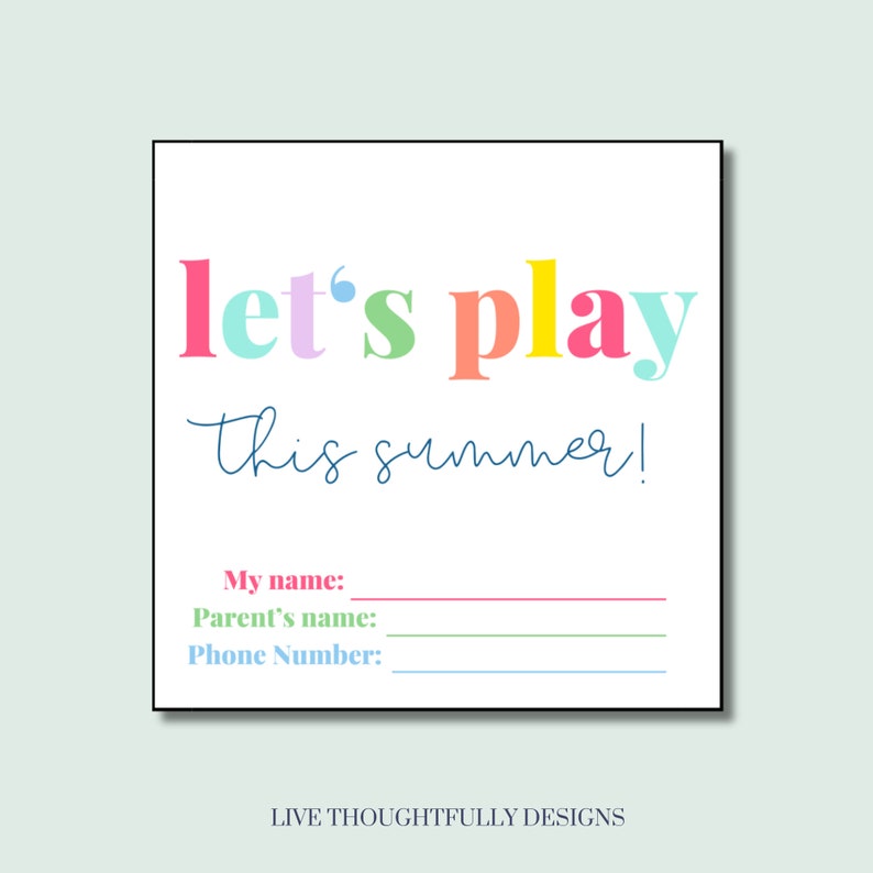 PRINTABLE End of Year Keep in Touch Cards, Kids Calling Cards, Play ...