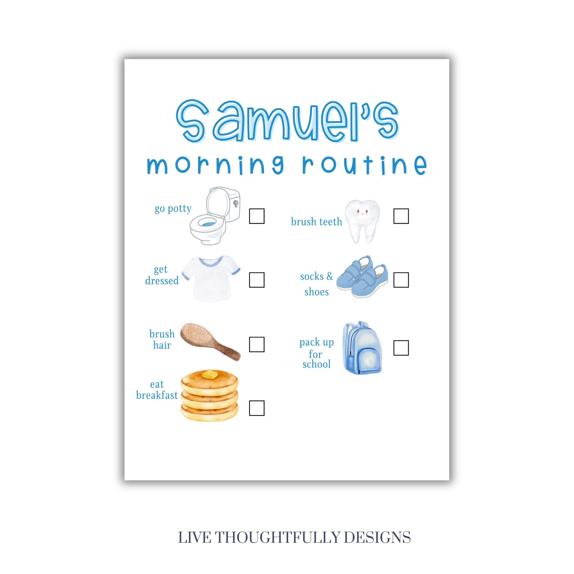 Printable Chore Chart, Chore Chart for Boys, Preschool Routine Chart ...