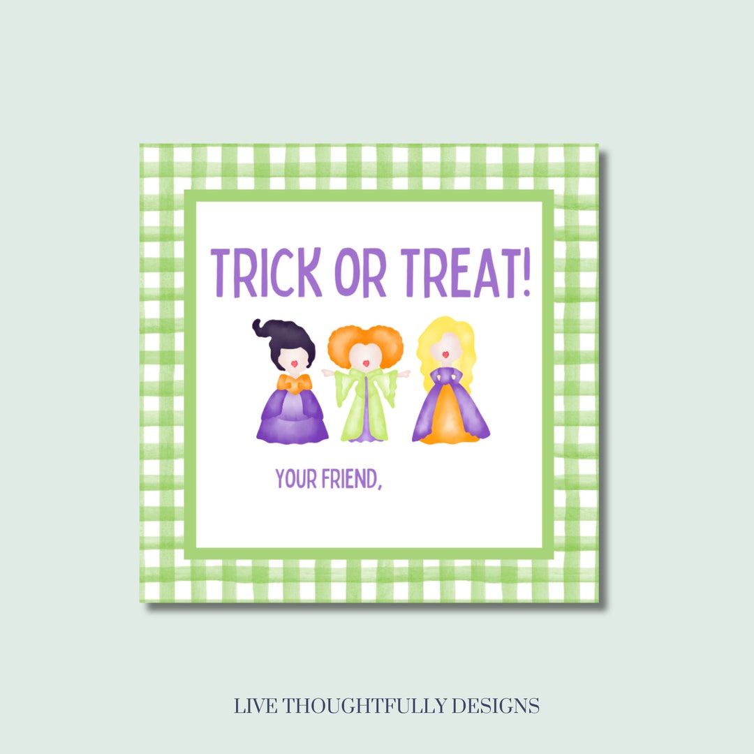 PRINTABLE Halloween Gift Tag, Trick or Treat, Digital Halloween Tag ...