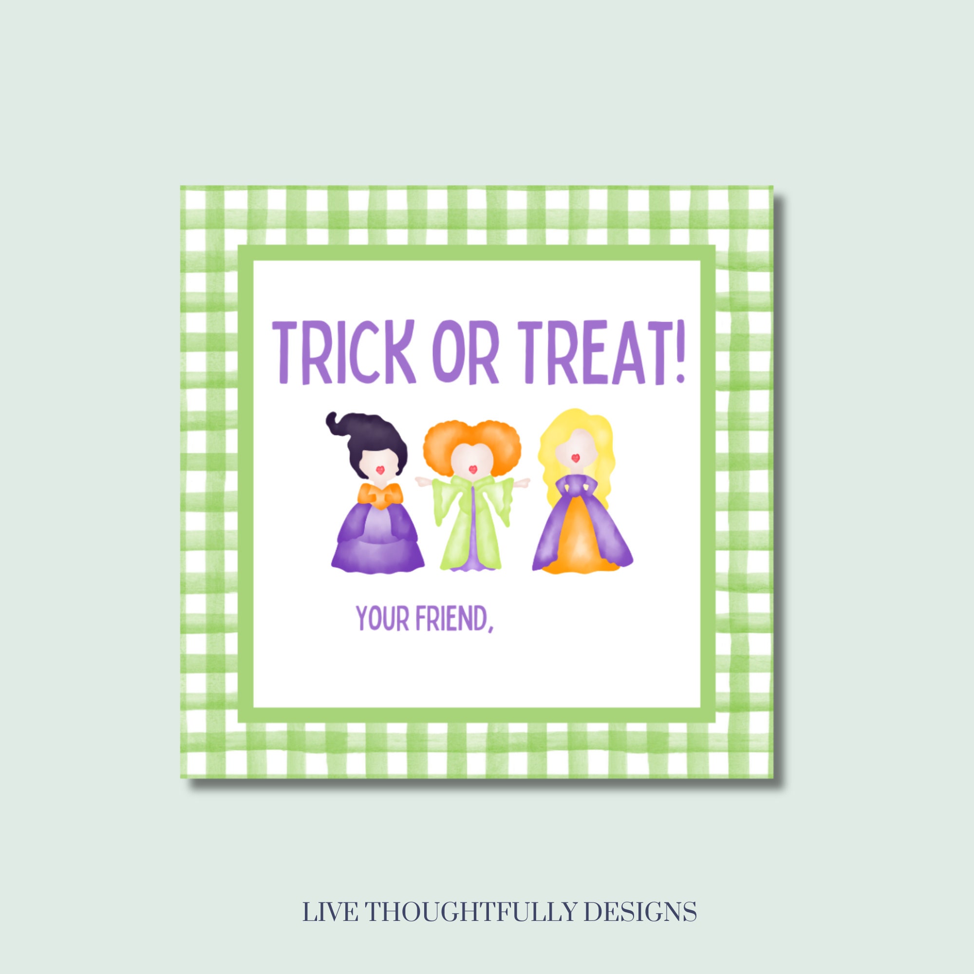 PRINTABLE Halloween Gift Tag, Trick or Treat, Digital Halloween Tag ...
