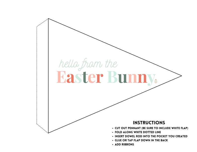 PRINTABLE Easter Basket Flags - Happy Easter Flags - Easter Bunny ...