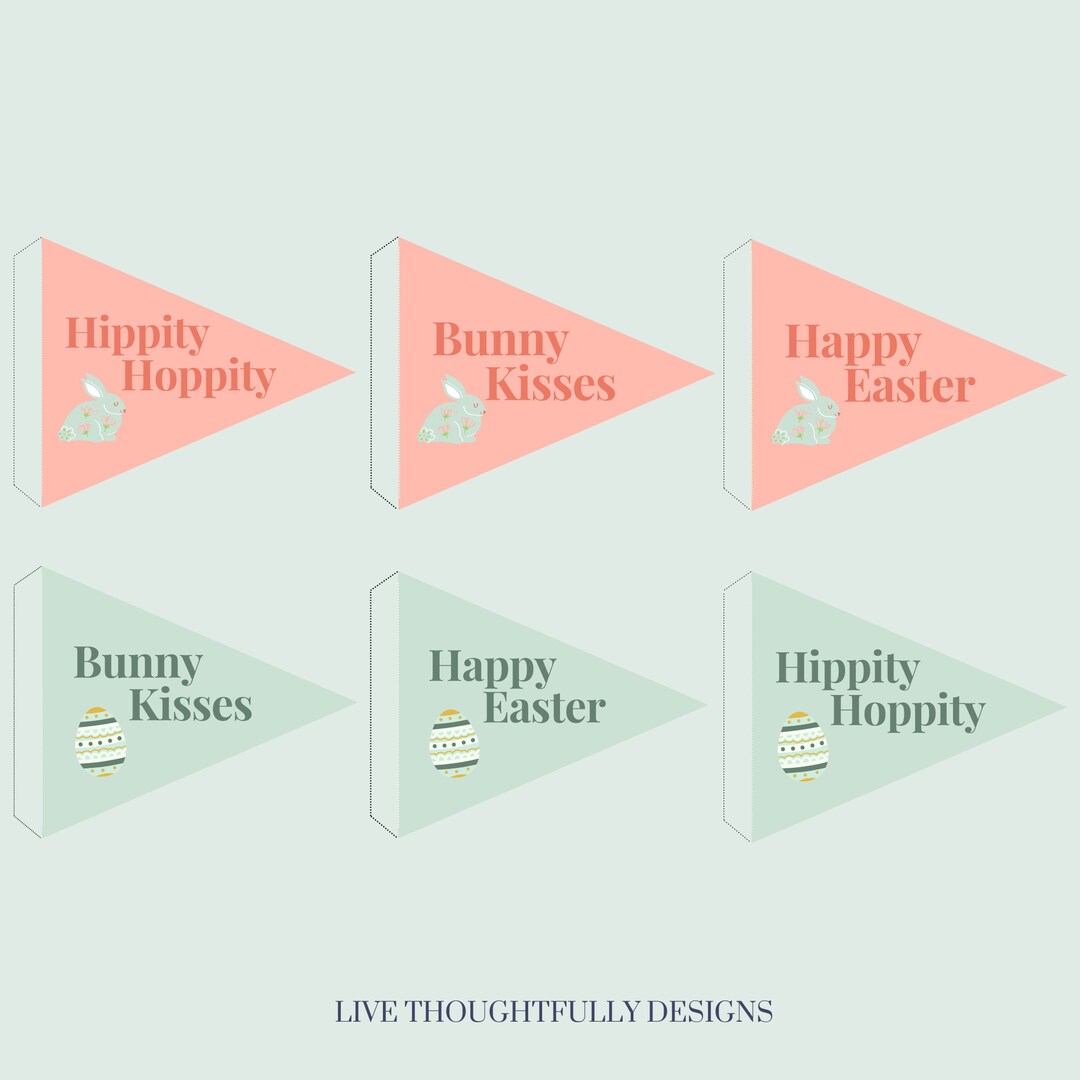 PRINTABLE Easter Pennant Flags - Happy Easter Flags - Easter Bunny ...