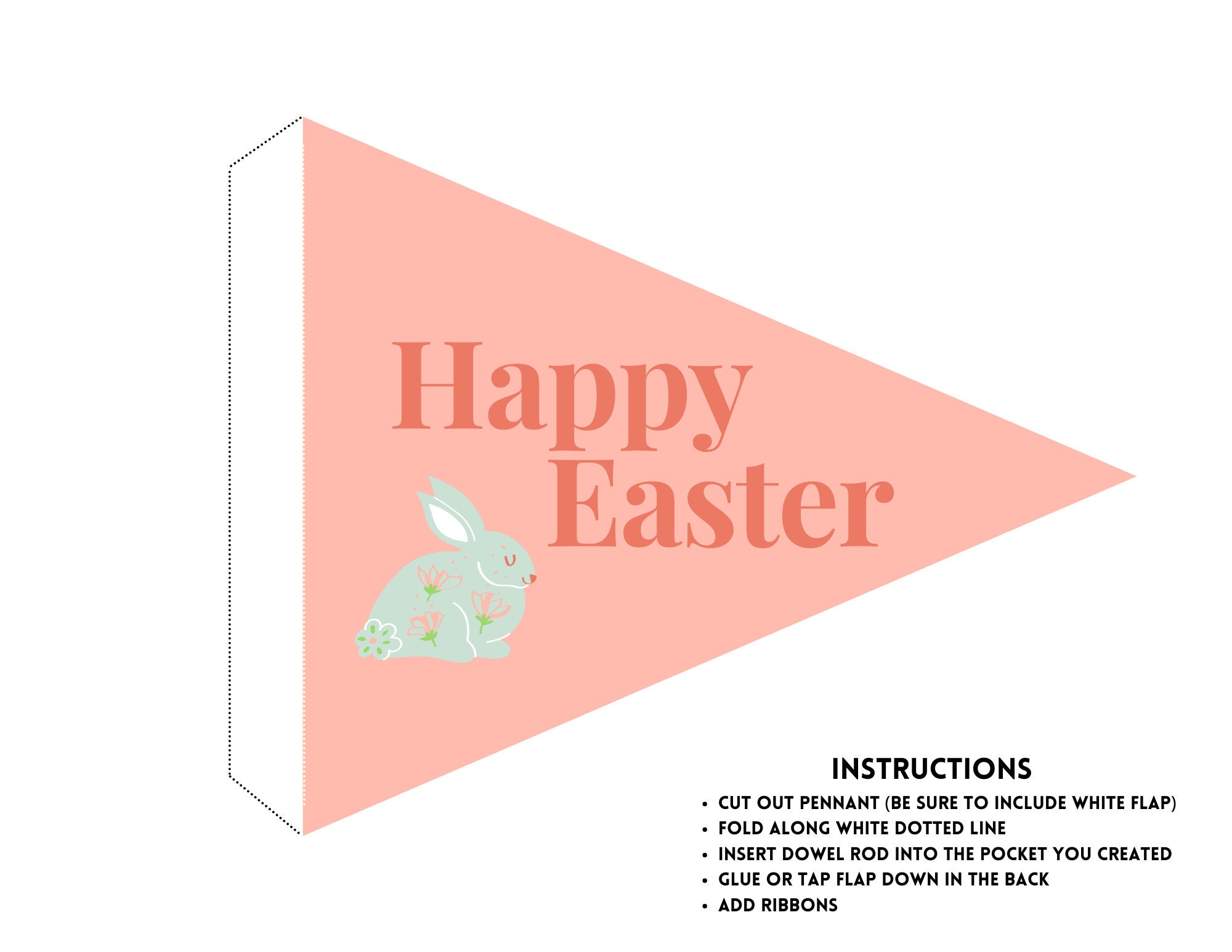 PRINTABLE Easter Pennant Flags - Happy Easter Flags - Easter Bunny ...