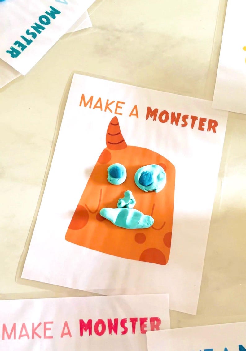 Play Doh Mats, Make a Monster, Play Doh Activty, Preschool Play Doh ...