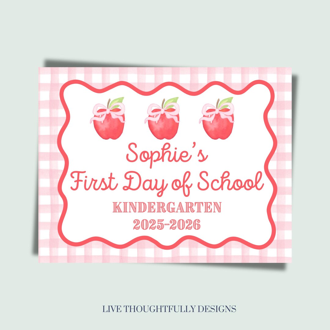 Printable Personalized First Day of School Sign - Watercolor School ...