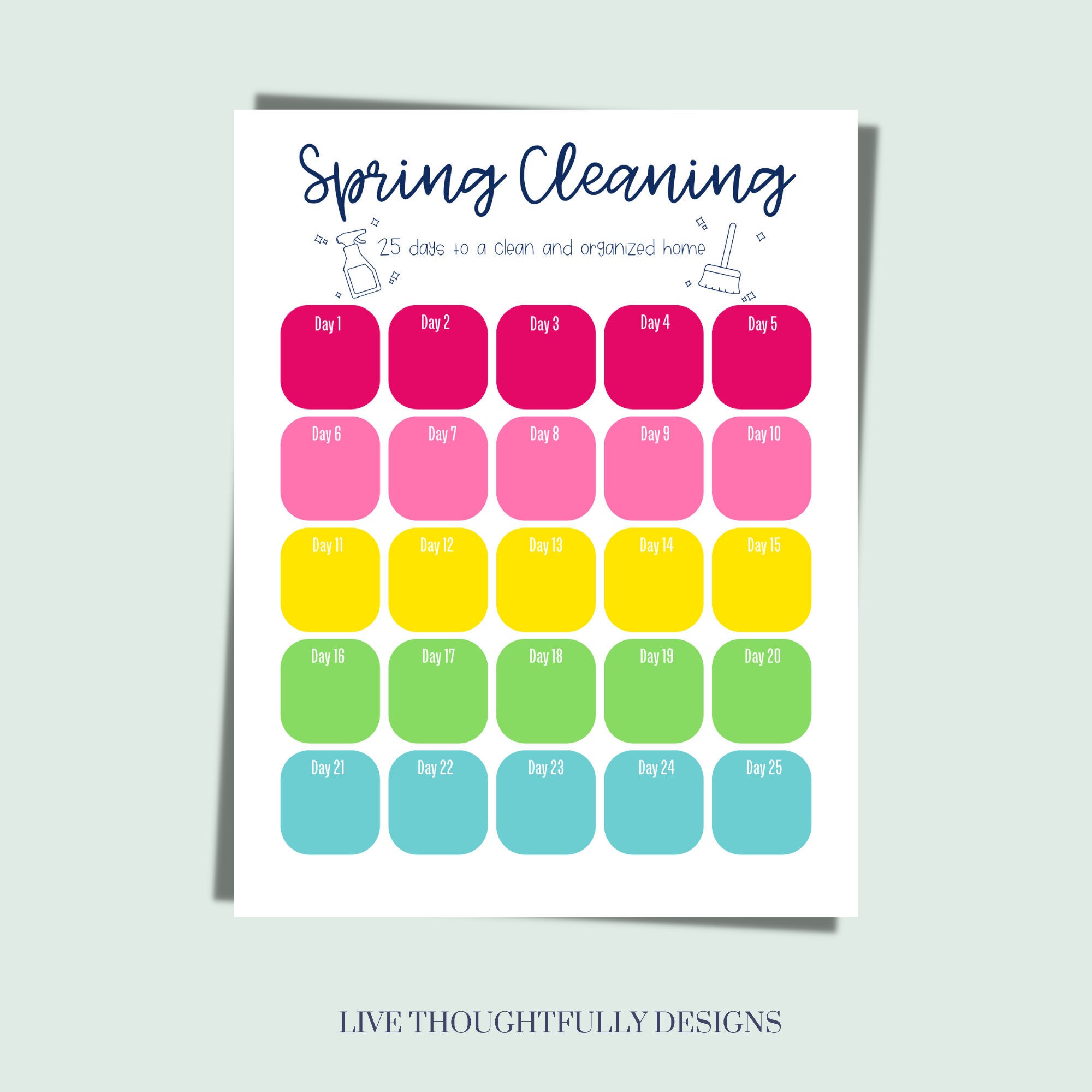 Printable Spring Cleaning Checklist, Spring Cleaning Planner, Printable ...