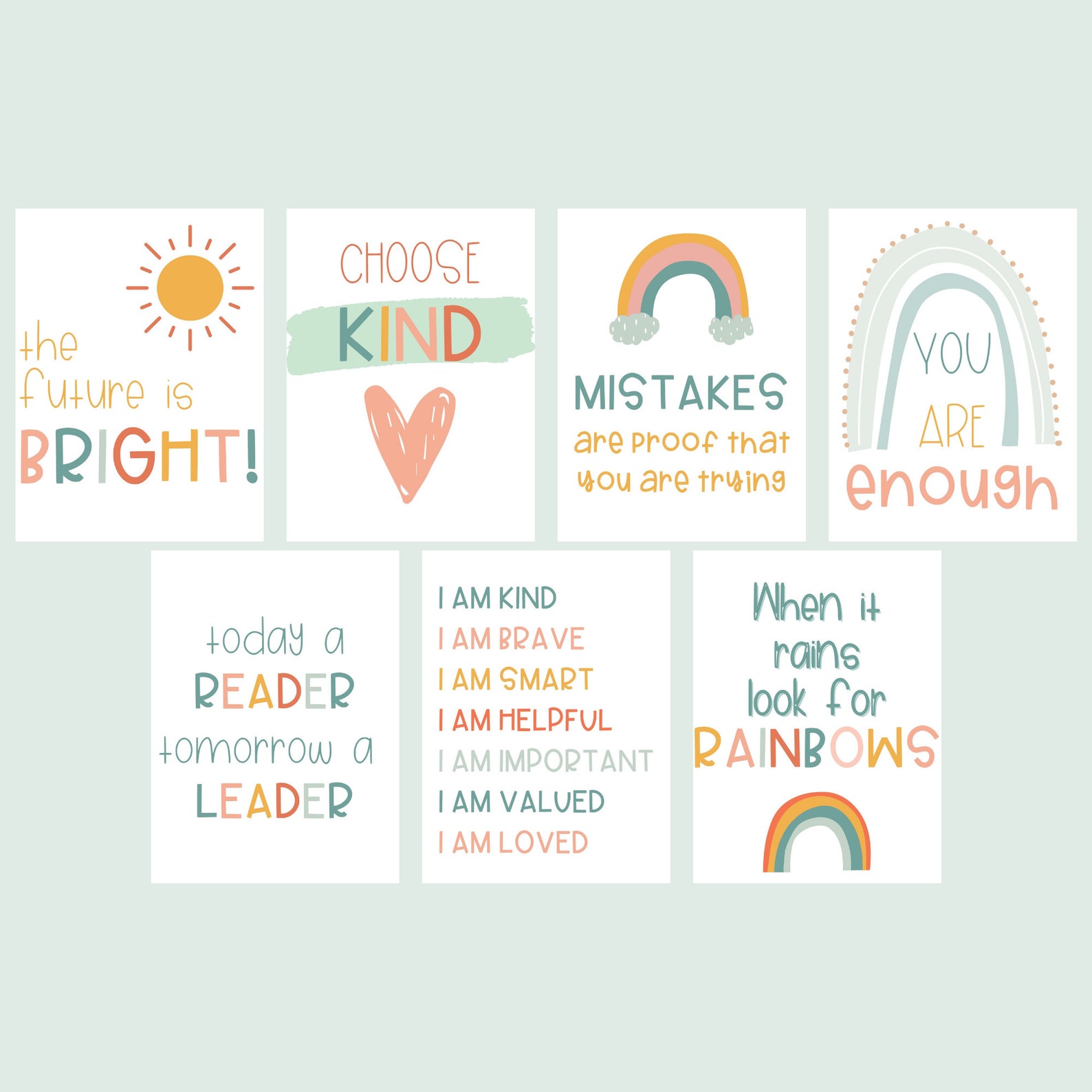 Modern Rainbow Theme Classroom Posters | Rainbow Classroom Decor ...