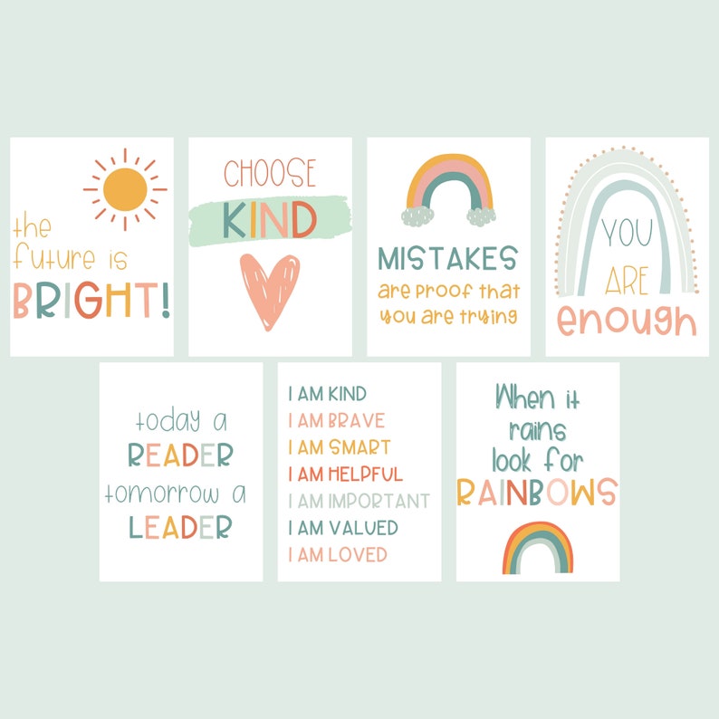 Modern Rainbow Theme Classroom Posters | Rainbow Classroom Decor ...