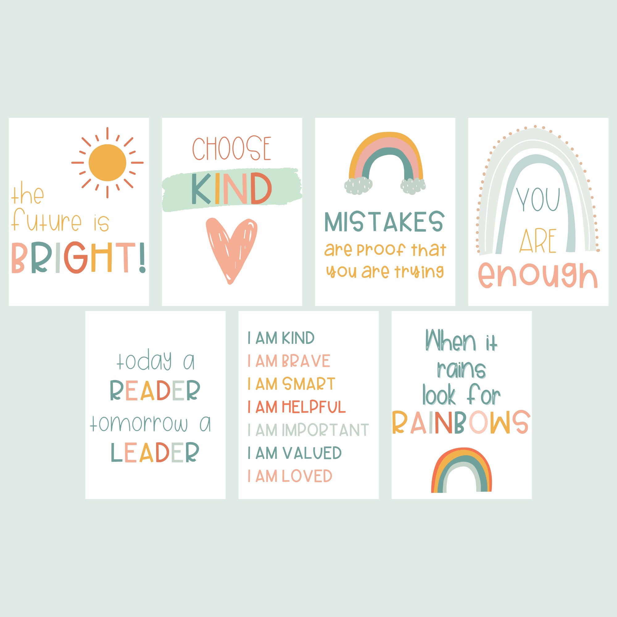 Modern Rainbow Theme Classroom Posters | Rainbow Classroom Decor ...