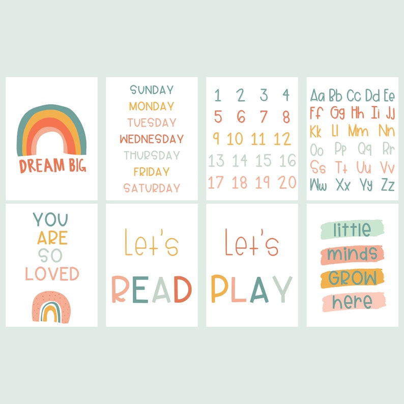 Modern Rainbow Theme Classroom Posters | Rainbow Classroom Decor ...