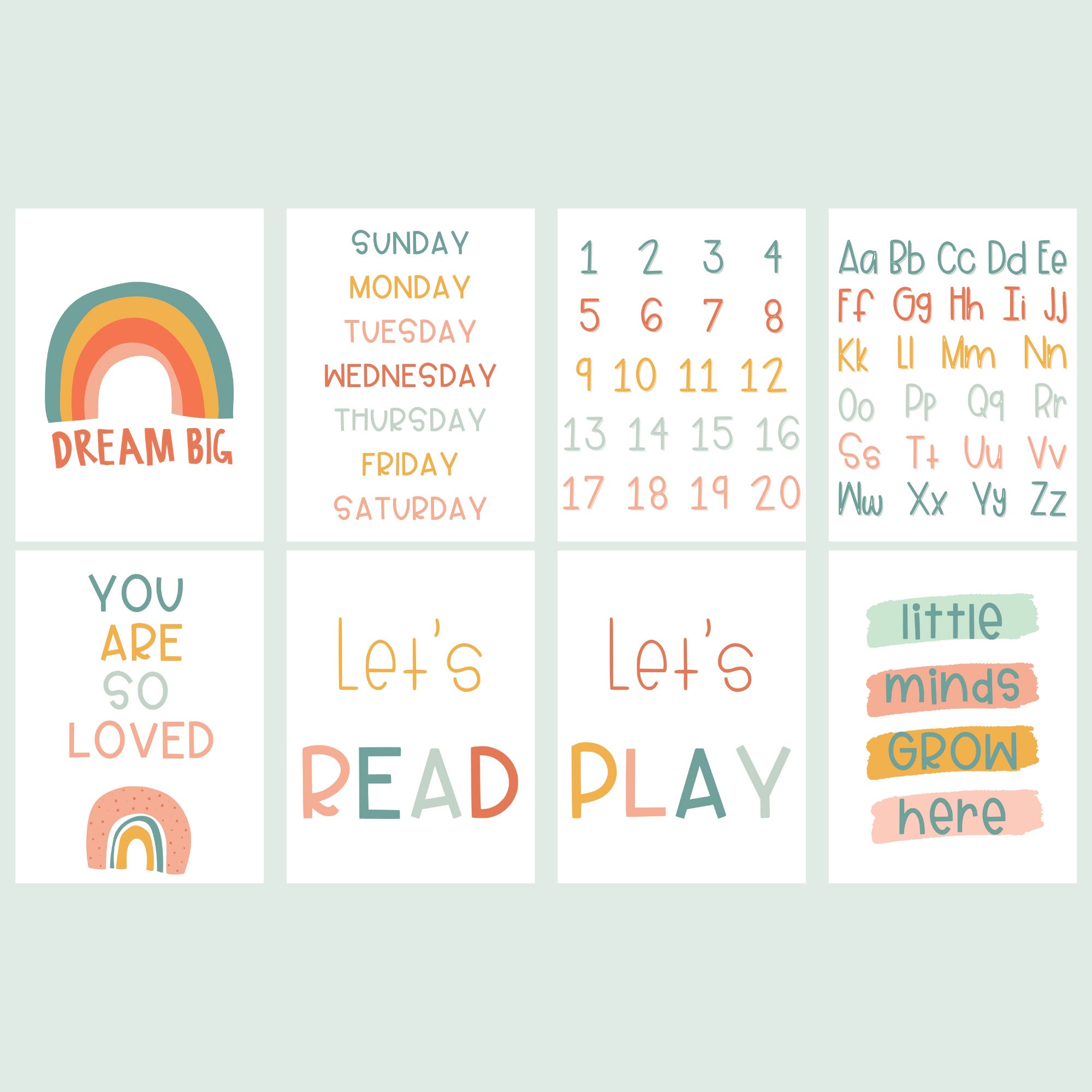 Modern Rainbow Theme Classroom Posters | Rainbow Classroom Decor ...