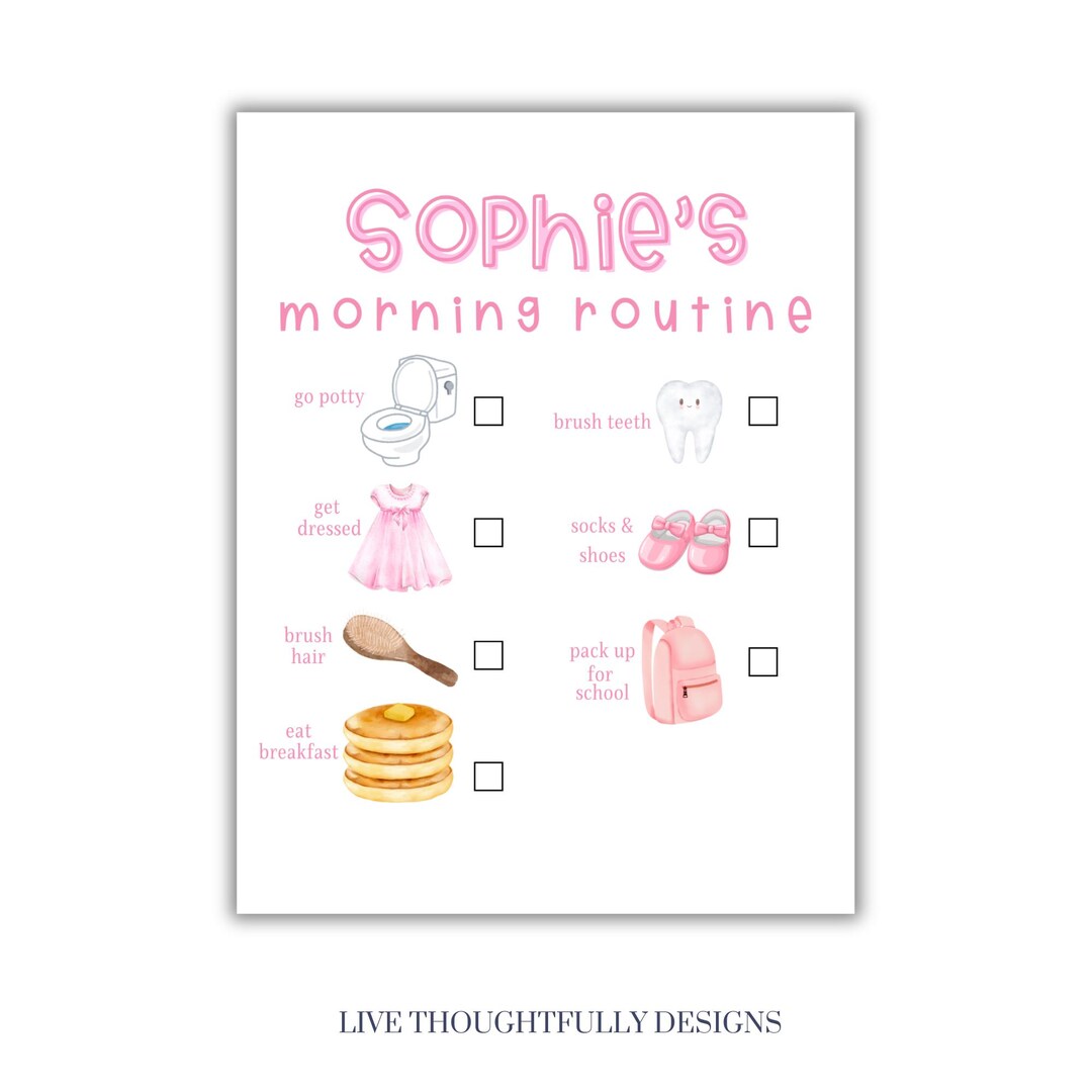 Printable Chore Chart, Chore Chart for Girls, Preschool Routine Chart ...