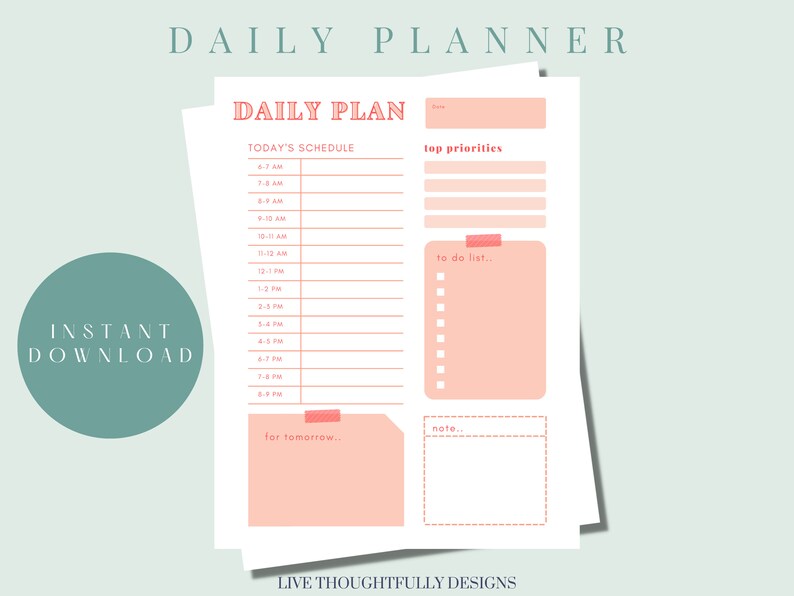 PRINTABLE Planner Bundle, Daily Schedule Template, Weekly Schedule ...