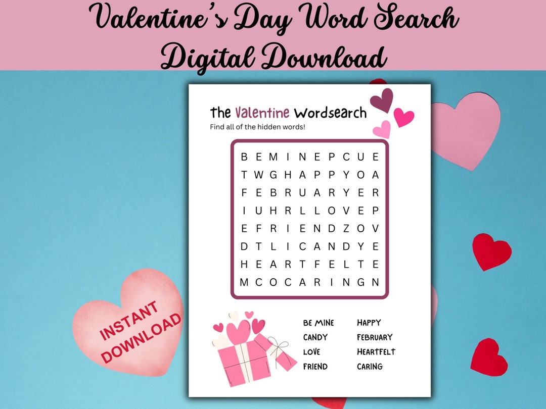 Valentine's Word Search, Valentine's Day Activities for Kids, Printable ...