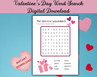 Valentine's Word Search, Valentine's Day Activities for Kids, Printable ...
