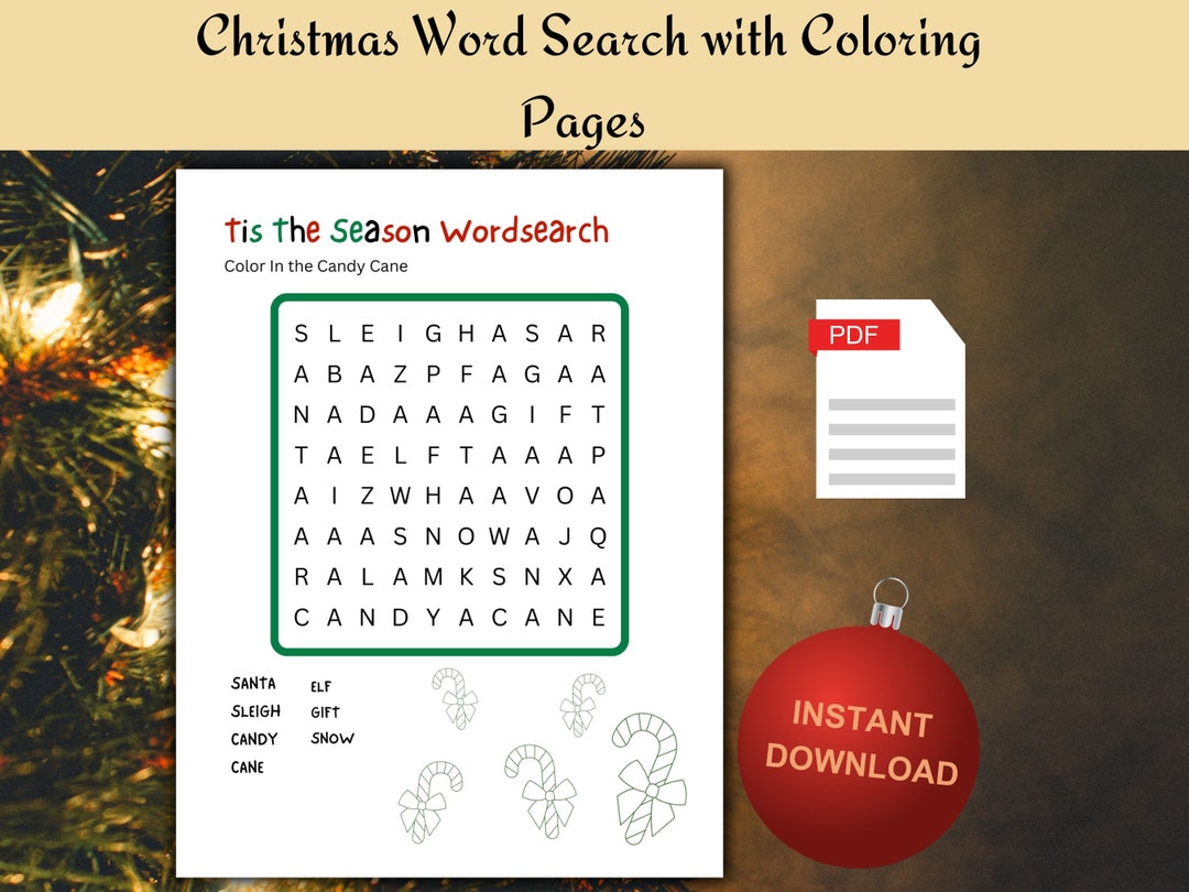 Christmas Word Search, Tis the Season Word Search, Holiday Activity for ...