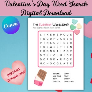 Valentine's Word Search, Valentine's Day Activities for Kids, Printable ...