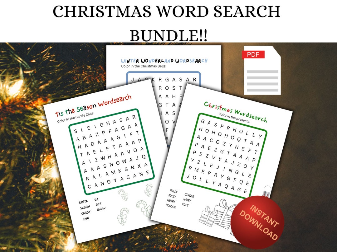 Christmas Word Search Bundle, Holiday Activity for Kids, Christmas PDF ...