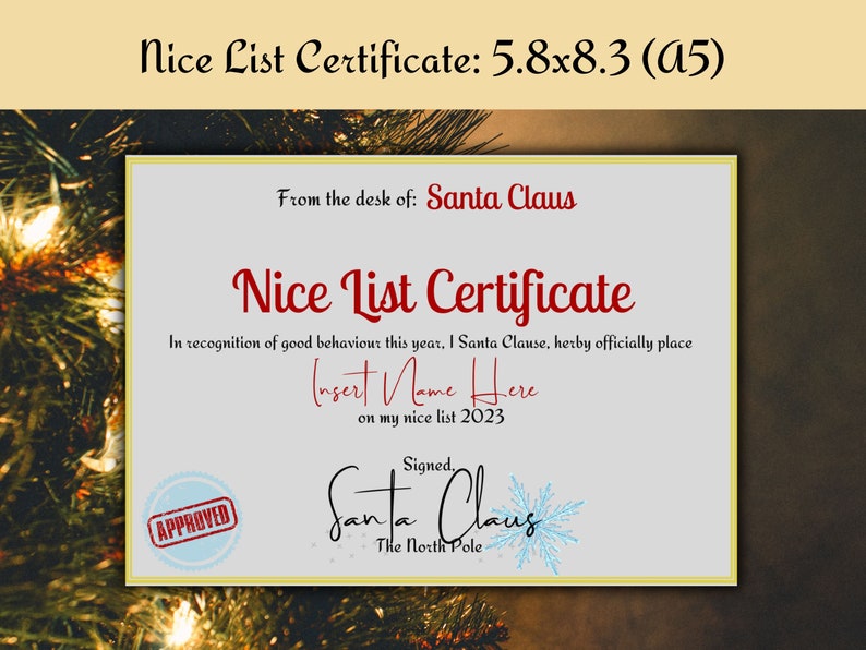 Editable Letter From Santa, Nice List Certificate, Bundle, Editable ...