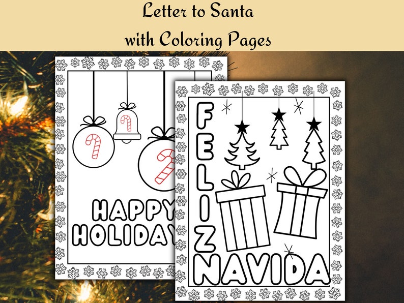 Dear Santa, Letter to Santa, Coloring Pages Included, Printable Letter ...