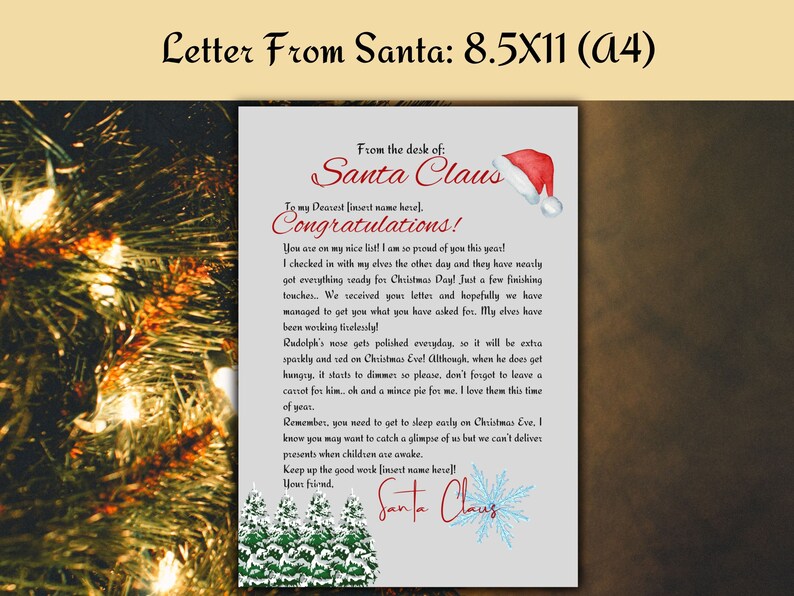 Editable Letter From Santa, Nice List Certificate, Bundle, Editable ...