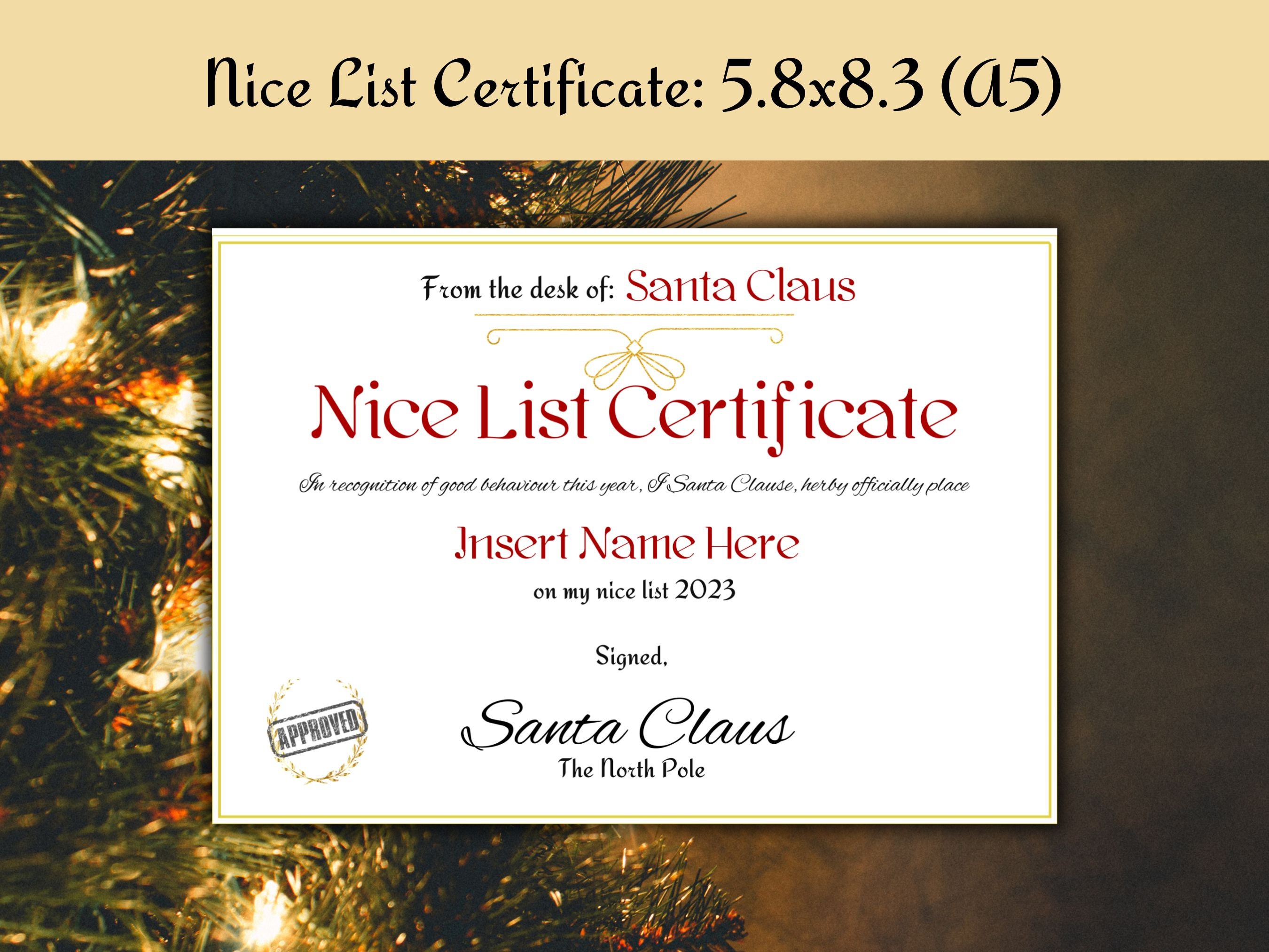 Editable Letter From Santa, Nice List Certificate, Bundle, Editable ...