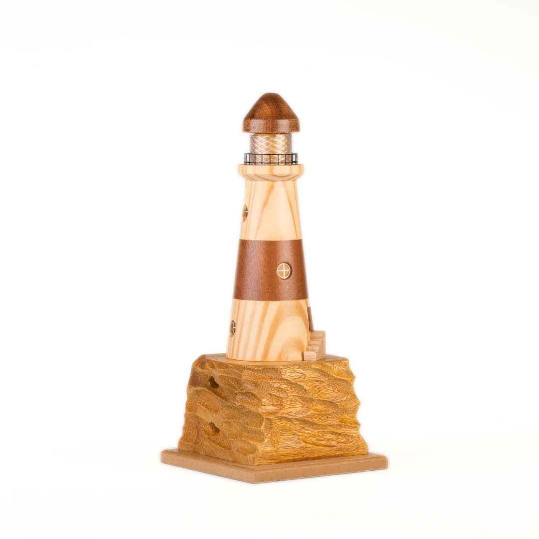Handmade Wooden Lighthouse on Rock Pastille/incense Cone Burner Made ...