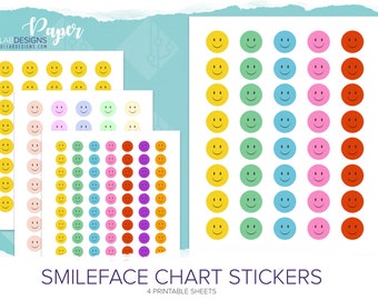 Smiley Face Printable Stickers - Etsy