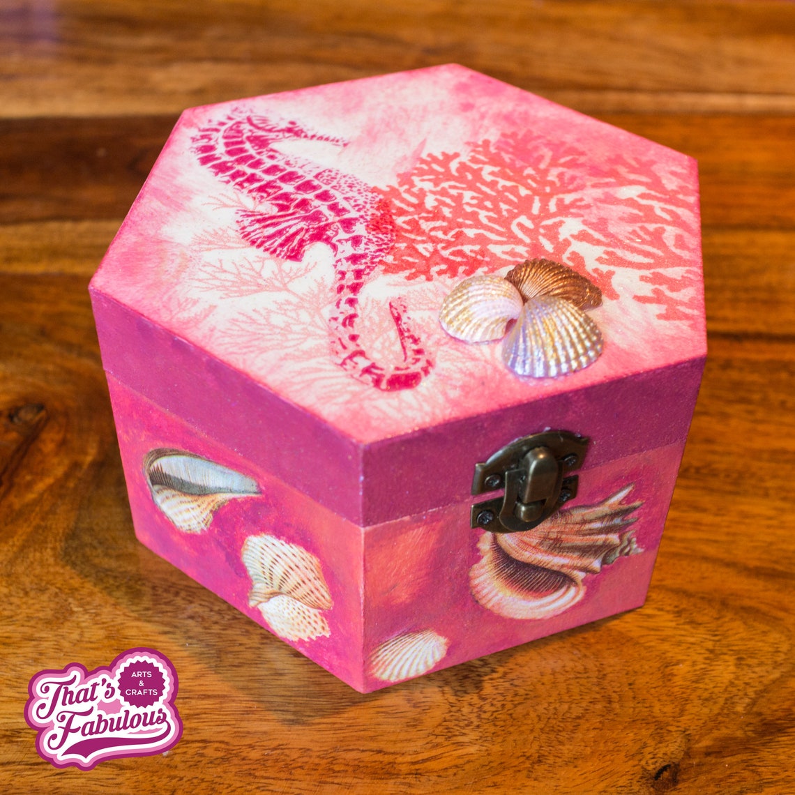 Seahorse & Seashells Hexagonal Jewellery Box | Etsy