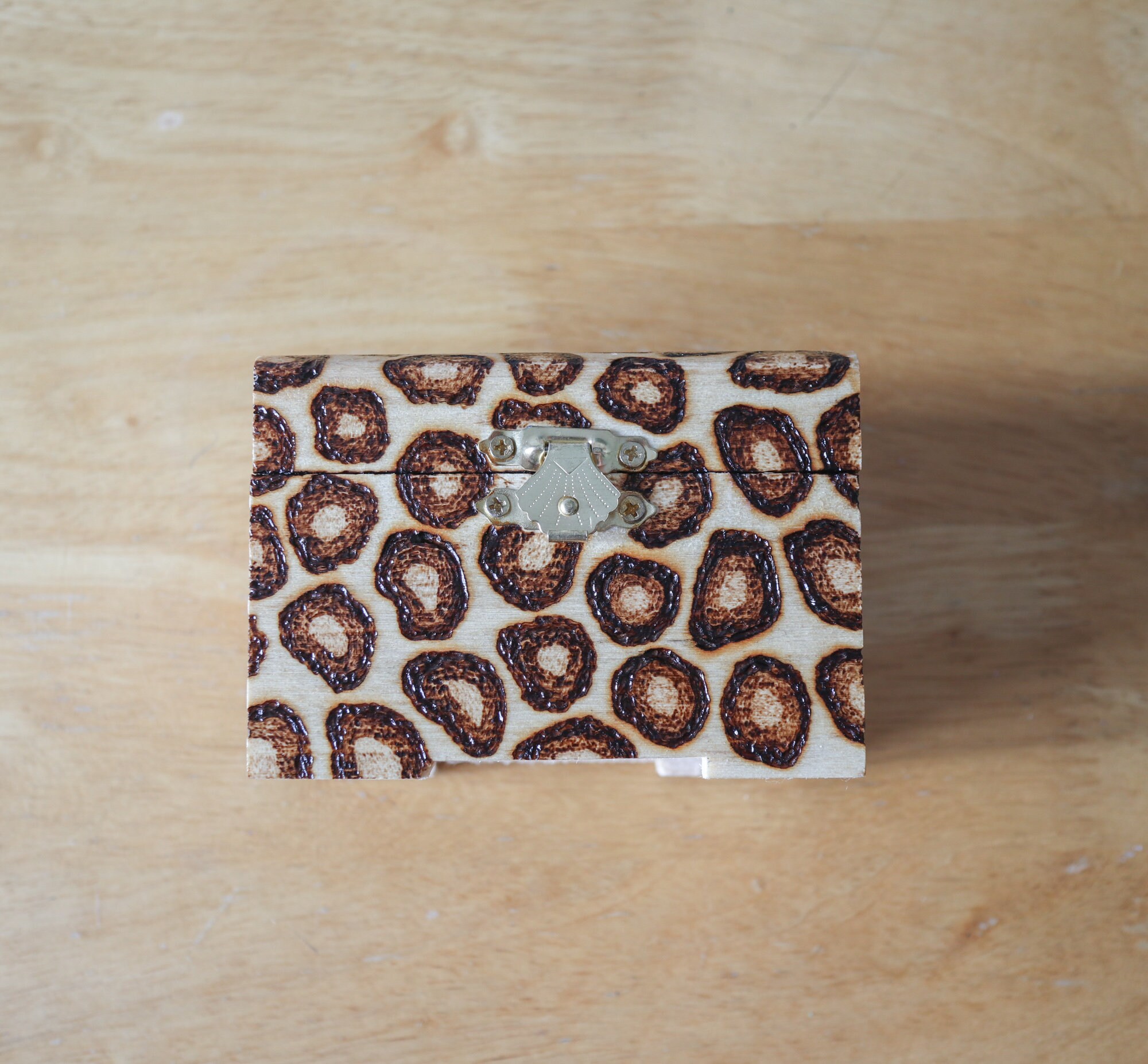 Small Wood Burnt Wooden Chest Leopard Print Storage Trinket | Etsy