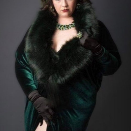 Plum Velvet Robe-faux Fur Collar-old Hollywood-1920s Style. - Etsy