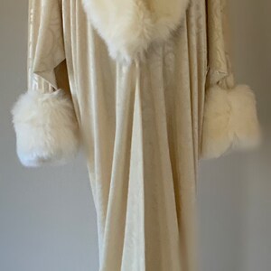 Velvet 1920’s-old Hollywood Style-embossed Cream Velvet Robe and Turban ...