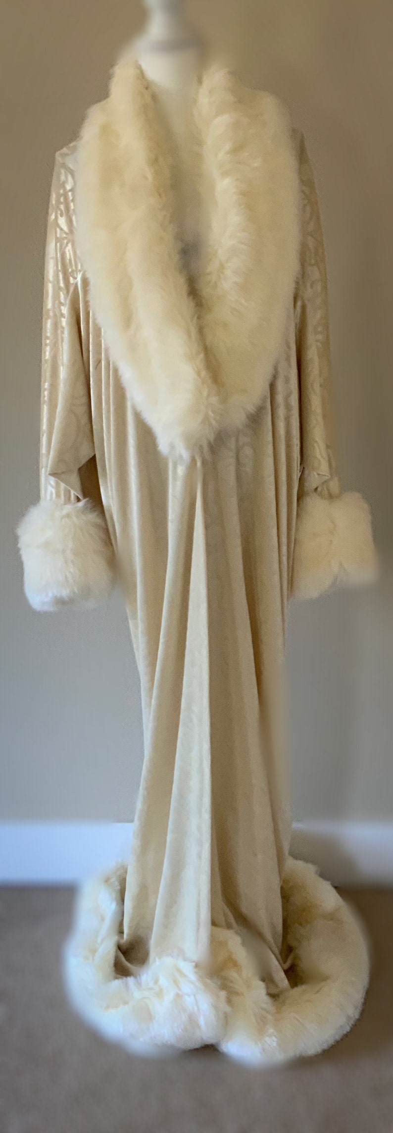 Velvet 1920s-old Hollywood Style-embossed Cream Velvet Robe - Etsy