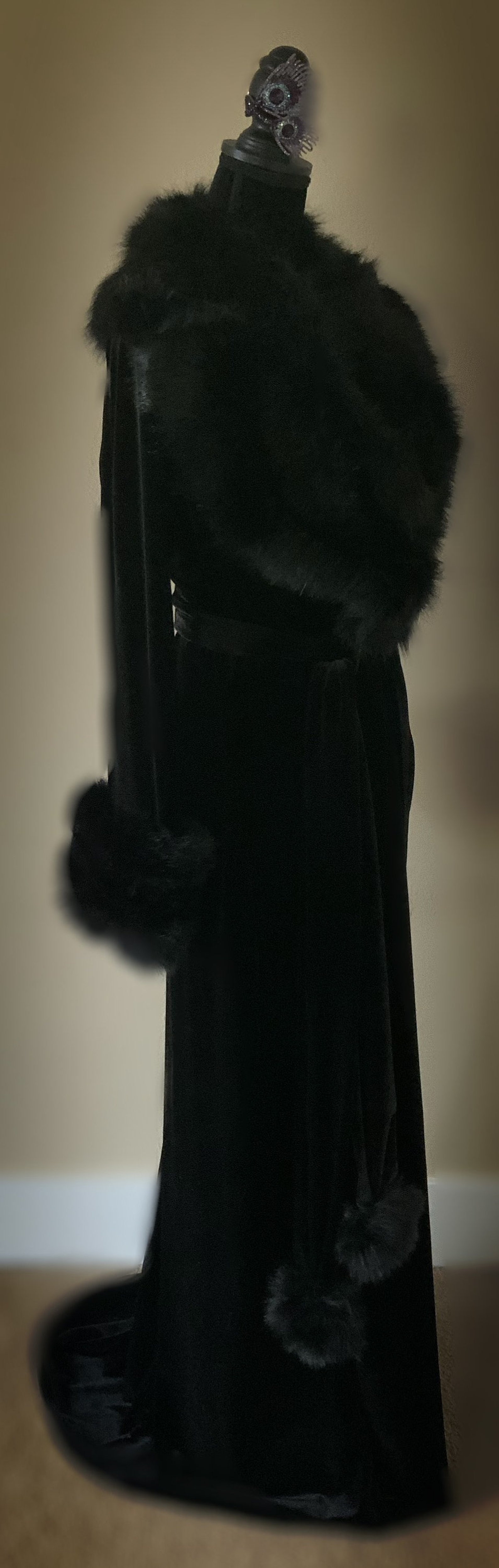 Darkest Black Velvet-handmade Glamour Robe-old Hollywood | Etsy
