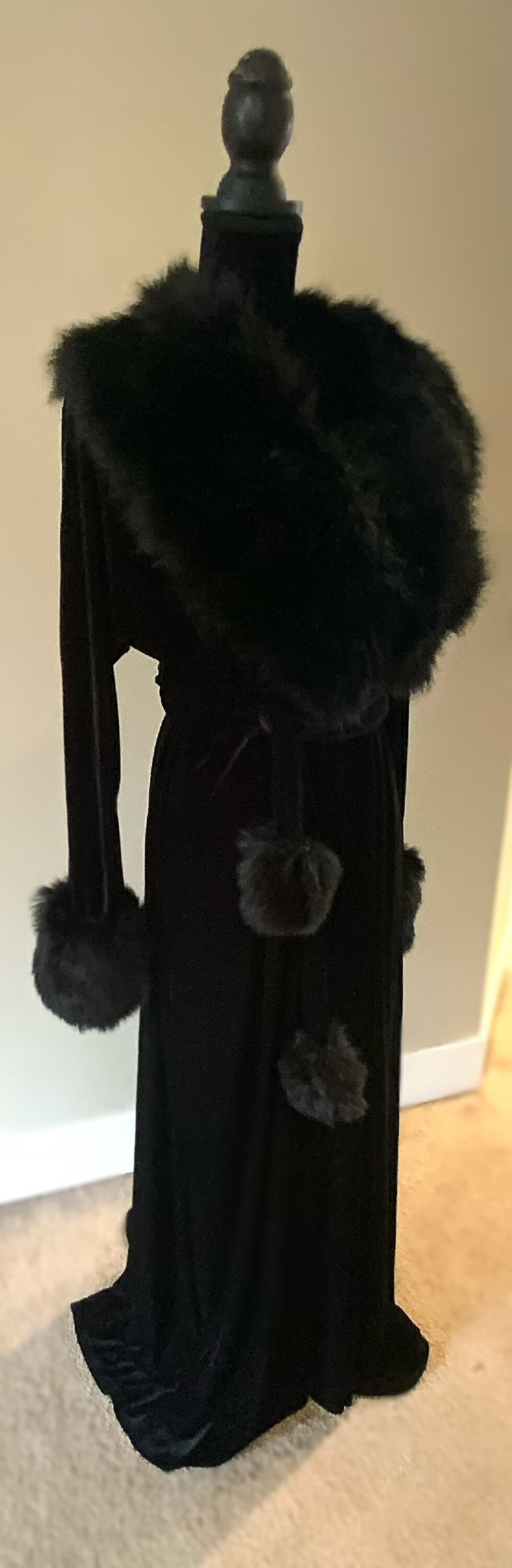 Darkest Black Velvet-handmade Glamour Robe-old Hollywood | Etsy