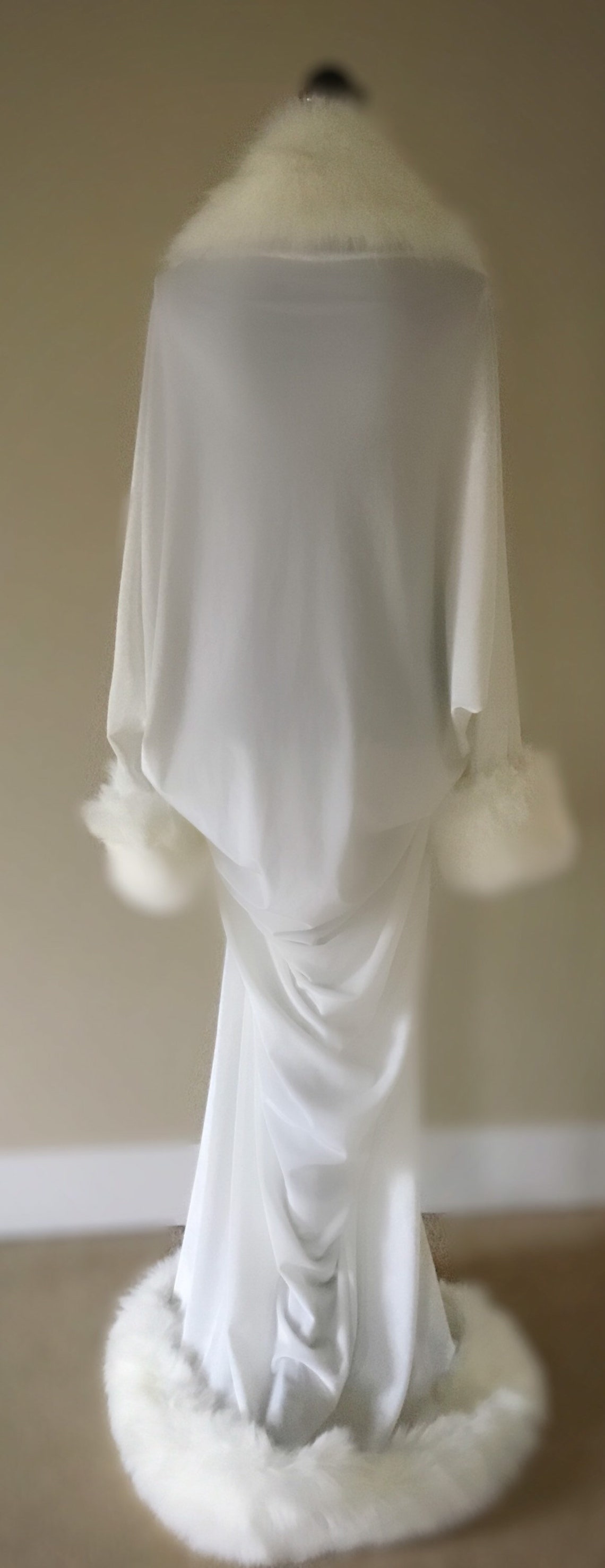 White Velvet Robe-faux Artic Fox Fur Trim-old Hollywood1920s - Etsy