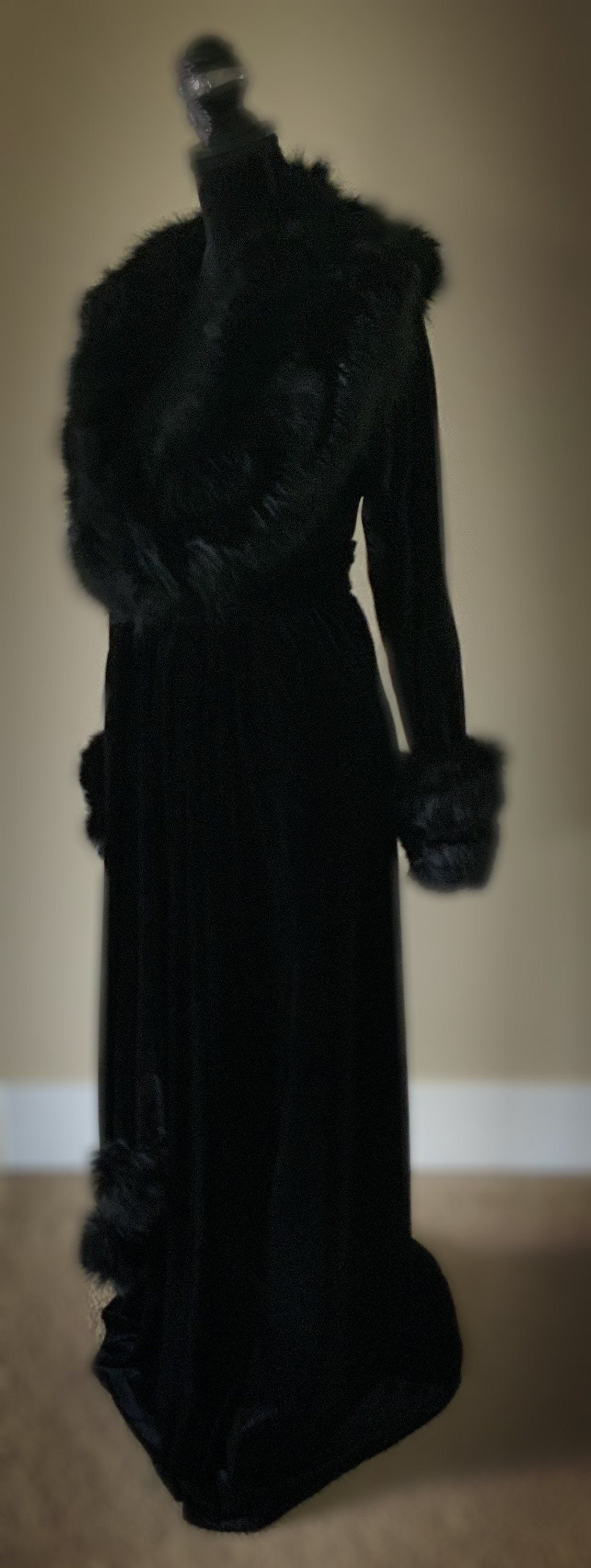 Darkest Black Velvet-handmade Glamour Robe-old Hollywood | Etsy