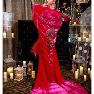 Glamorous 1920’s-old Hollywood Style- Fuschia Velvet Robe . Handmade ...