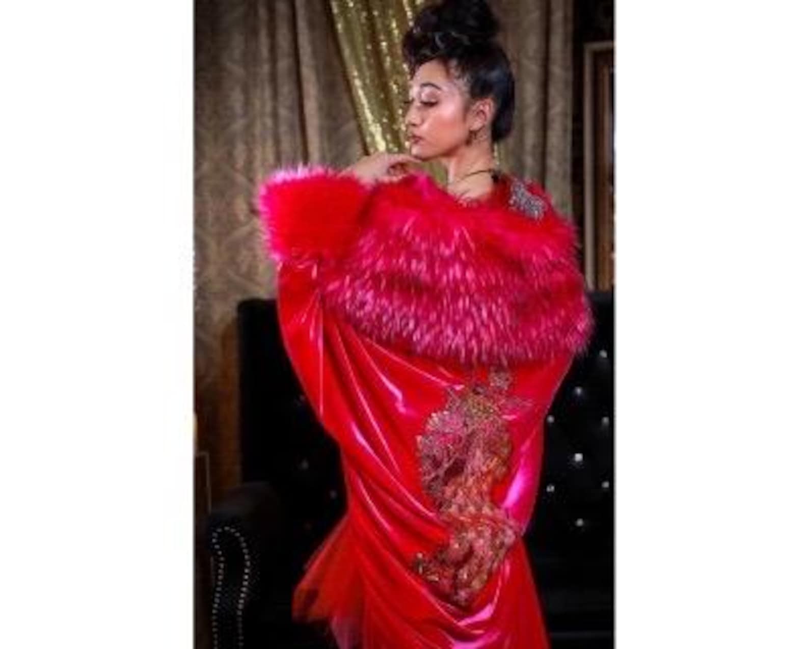 Glamorous 1920’s-old Hollywood Style- Fuschia Velvet Robe . Handmade ...