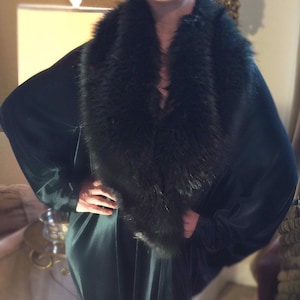 Custom Made-hunter Green Velvet Cocoon Robe-faux Fur Collar-old ...