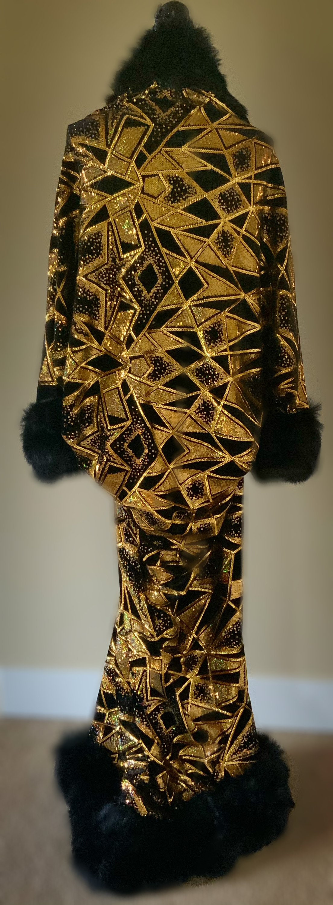 Old Hollywood Style velvet Robe-faux Fur Collar 1920s | Etsy