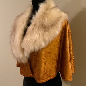 Stunning Set: Copper Velvet Evening Cape,faux Fur Collar,matching ...