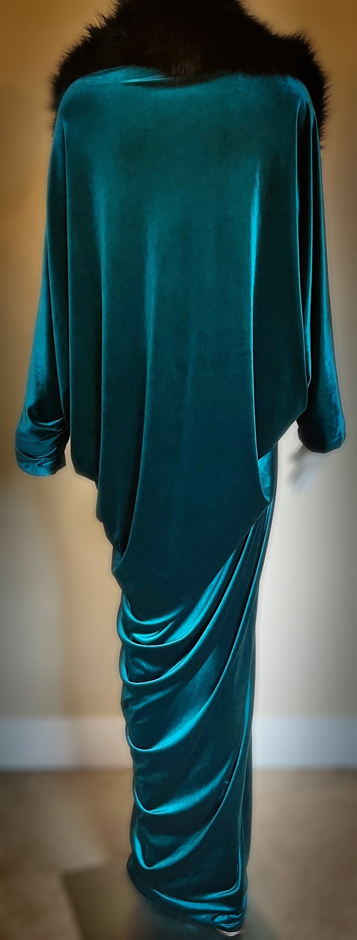 Peacock Teal Blue-velvet Robe-handmade-old Hollywood-1920s - Etsy