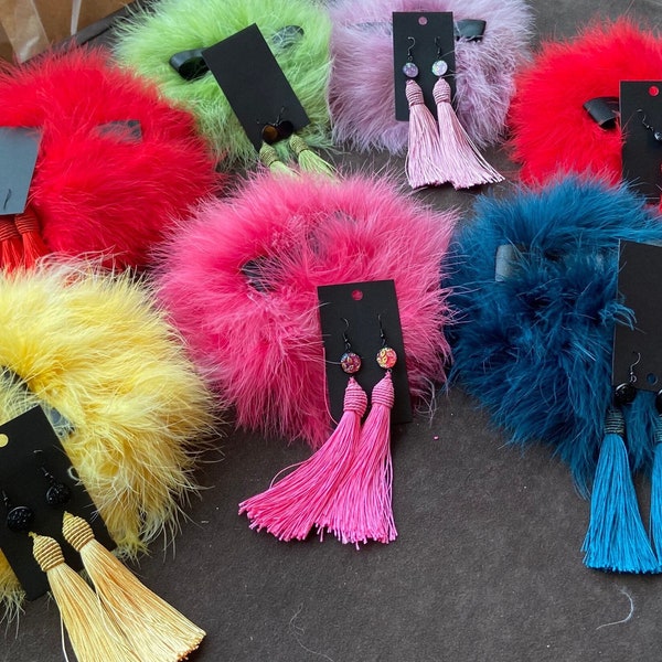 Marabou Earrings - Etsy