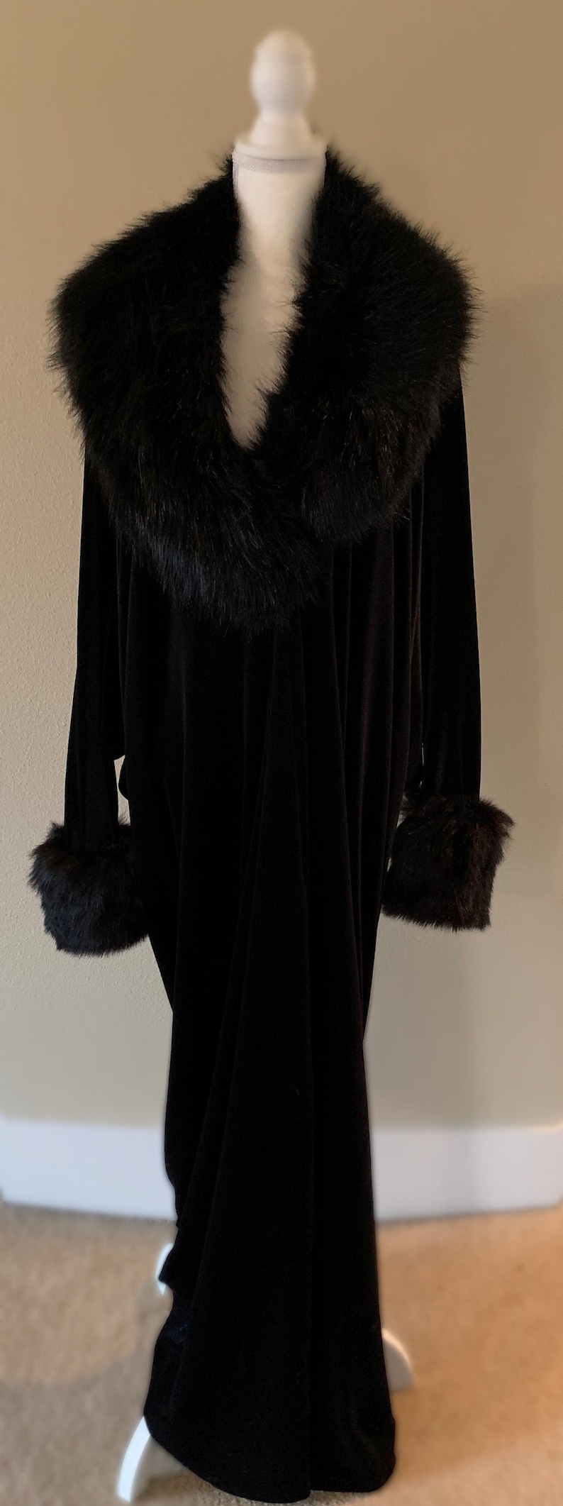 Black Velvet-velvet Robe-faux Fur Trim-old Hollywood-1920s - Etsy