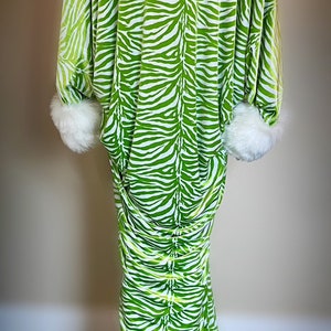 Handmade-green and White Zebra Print Velvet Cocoon Robe -old Hollywood ...