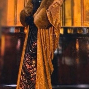 Copper Glitter Handmade Cocoon Robe-faux Fur Trim-old Hollywood Robe ...