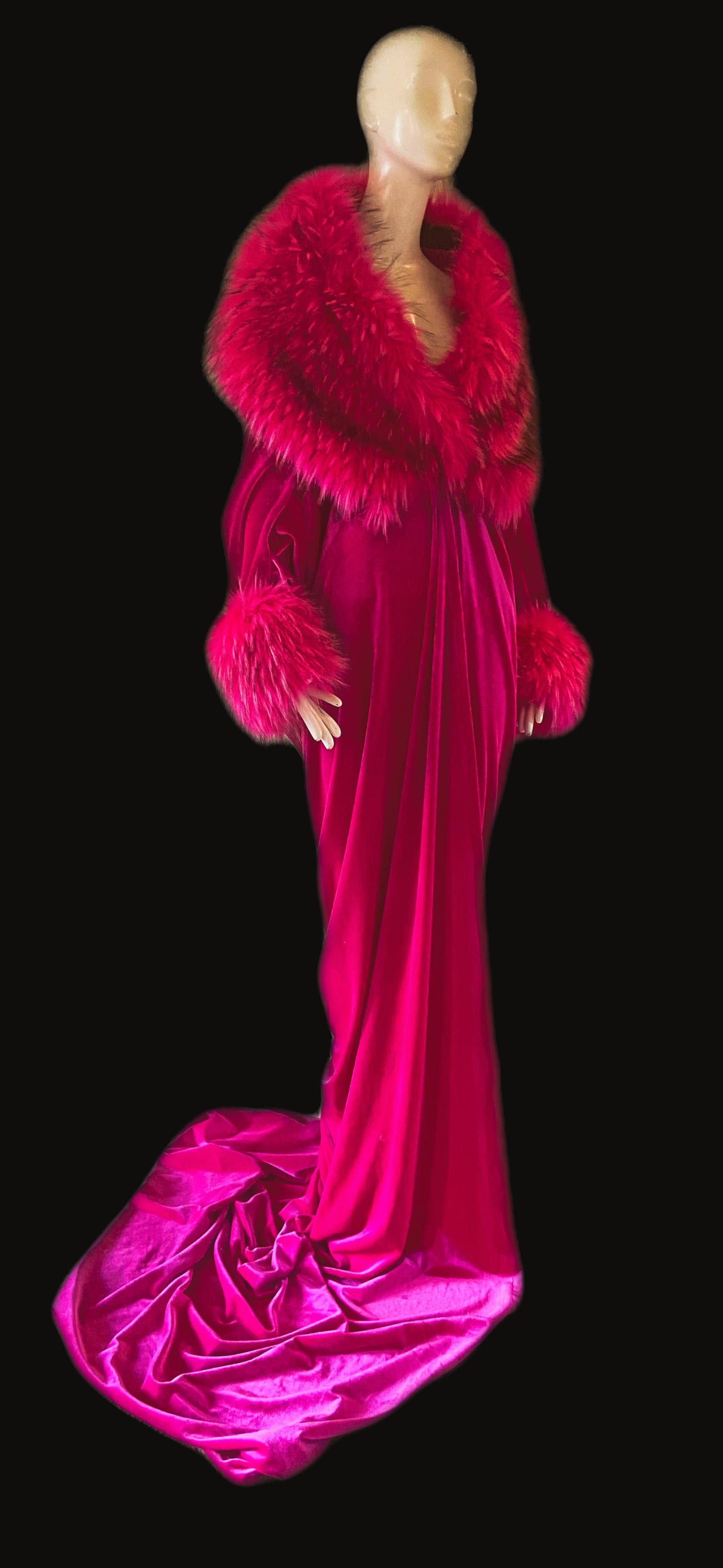 Glamorous 1920’s-old Hollywood Style- Fuschia Velvet Robe . Handmade ...