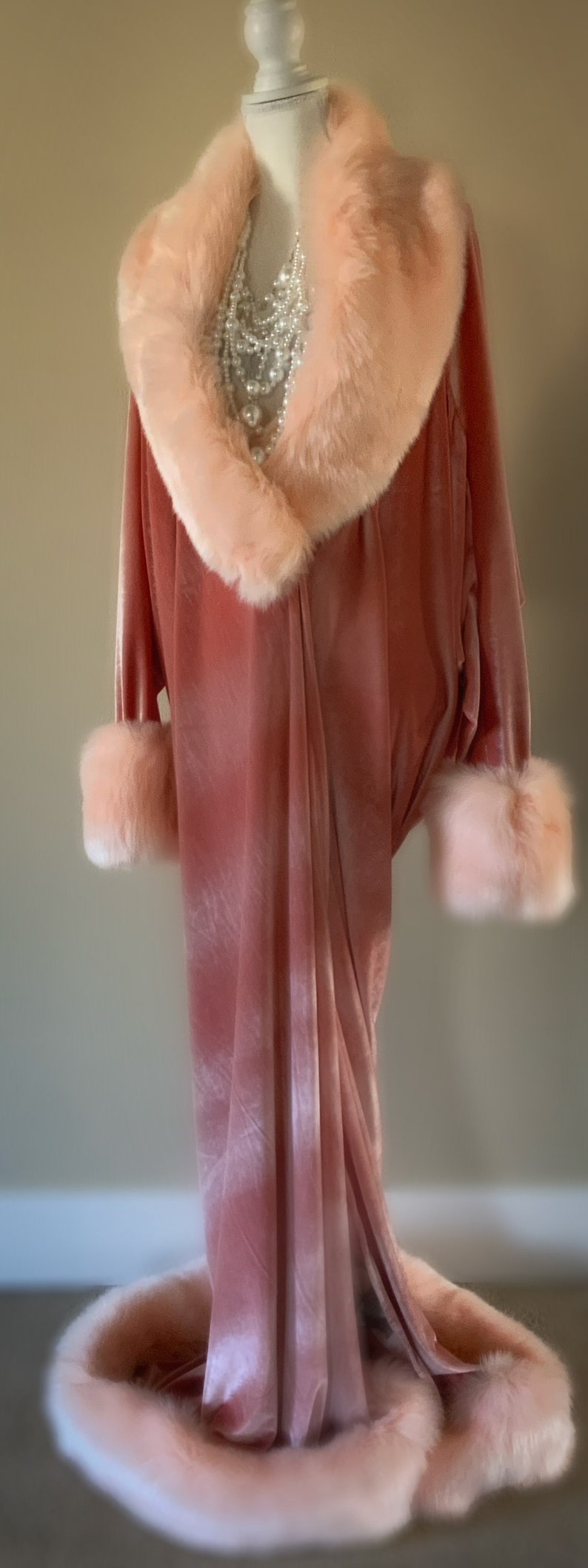 Blush Velvet Robe 1920s-Old Hollywood style-handmade robe | Etsy